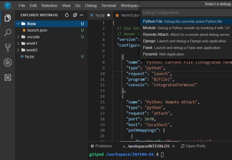 Python Debugging with Visual Studio Code / Gitpod.io
